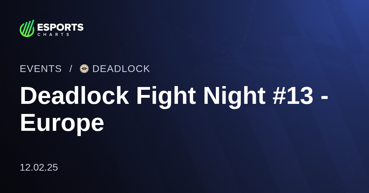 Deadlock Fight Night #13 - Europe - Deadlock - Viewership, Overview, Prize Pool | Esports Charts