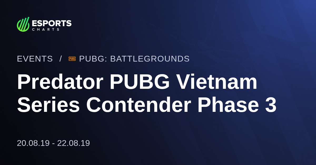 Predator PUBG Vietnam Series Contender Phase 3 - PUBG - Schedule and ...